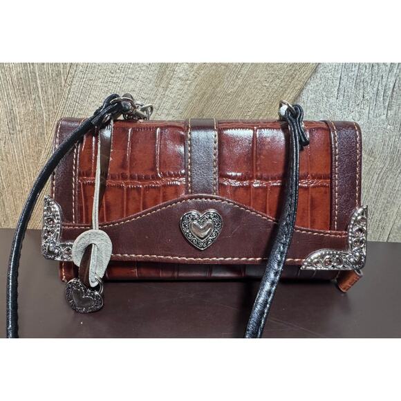 Brighton | Bags | Brighton Bellissimo Heart Crossbody Wallet Brown ...